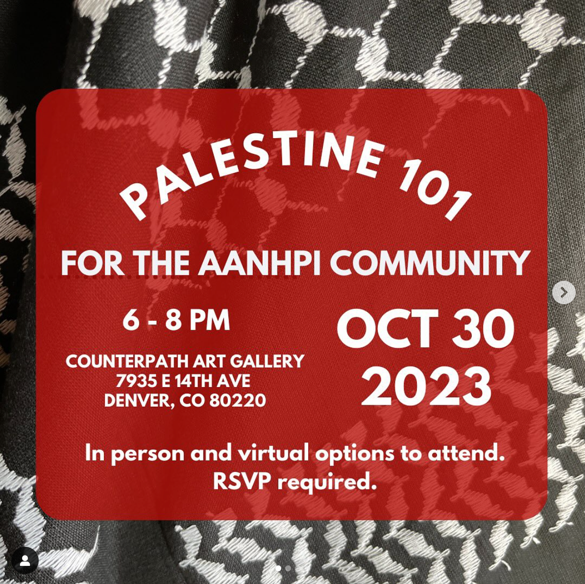 Talk and presentation: Palestine 101, Monday, October 30, 2023, 6-8pm ...